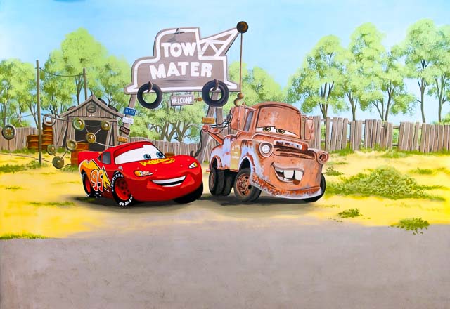 Boy's Room Mural with Cars McQueen, Mater, Buzz Lightyear, Fireman Sam ...