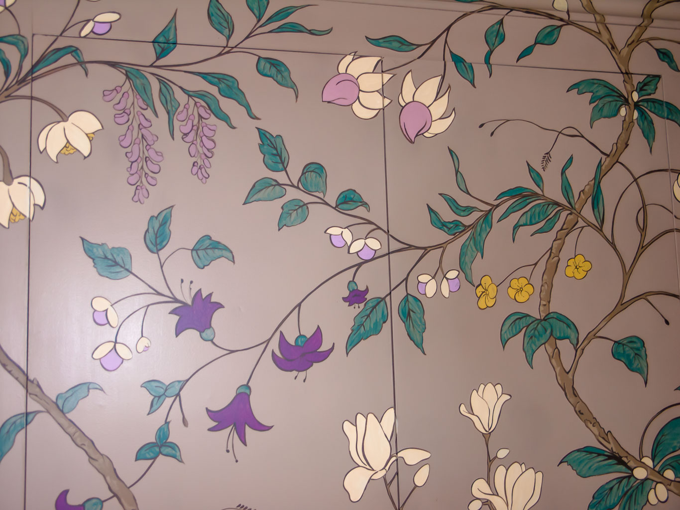 Decorative Floral Design Wardrobe, Hand-Painted | Sacredart Murals
