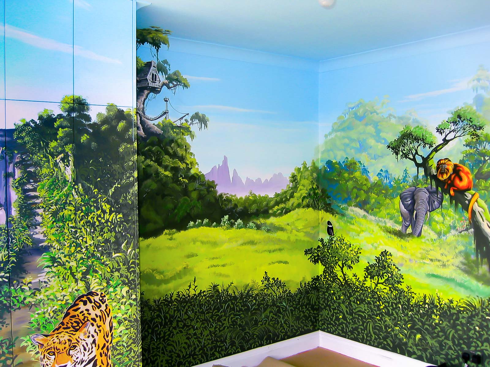 Jungle Mural in girl's room | Sacredart Murals