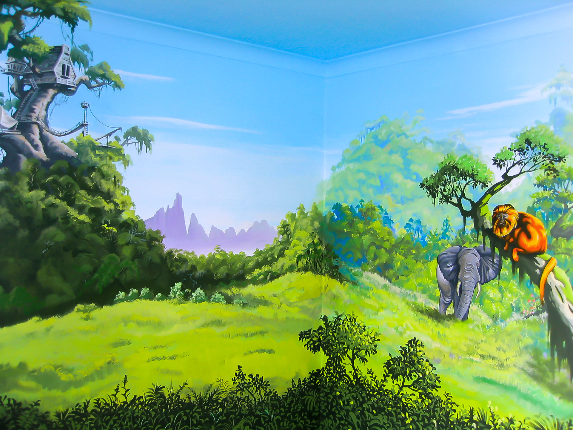 Jungle Mural in girl's room | Sacredart Murals