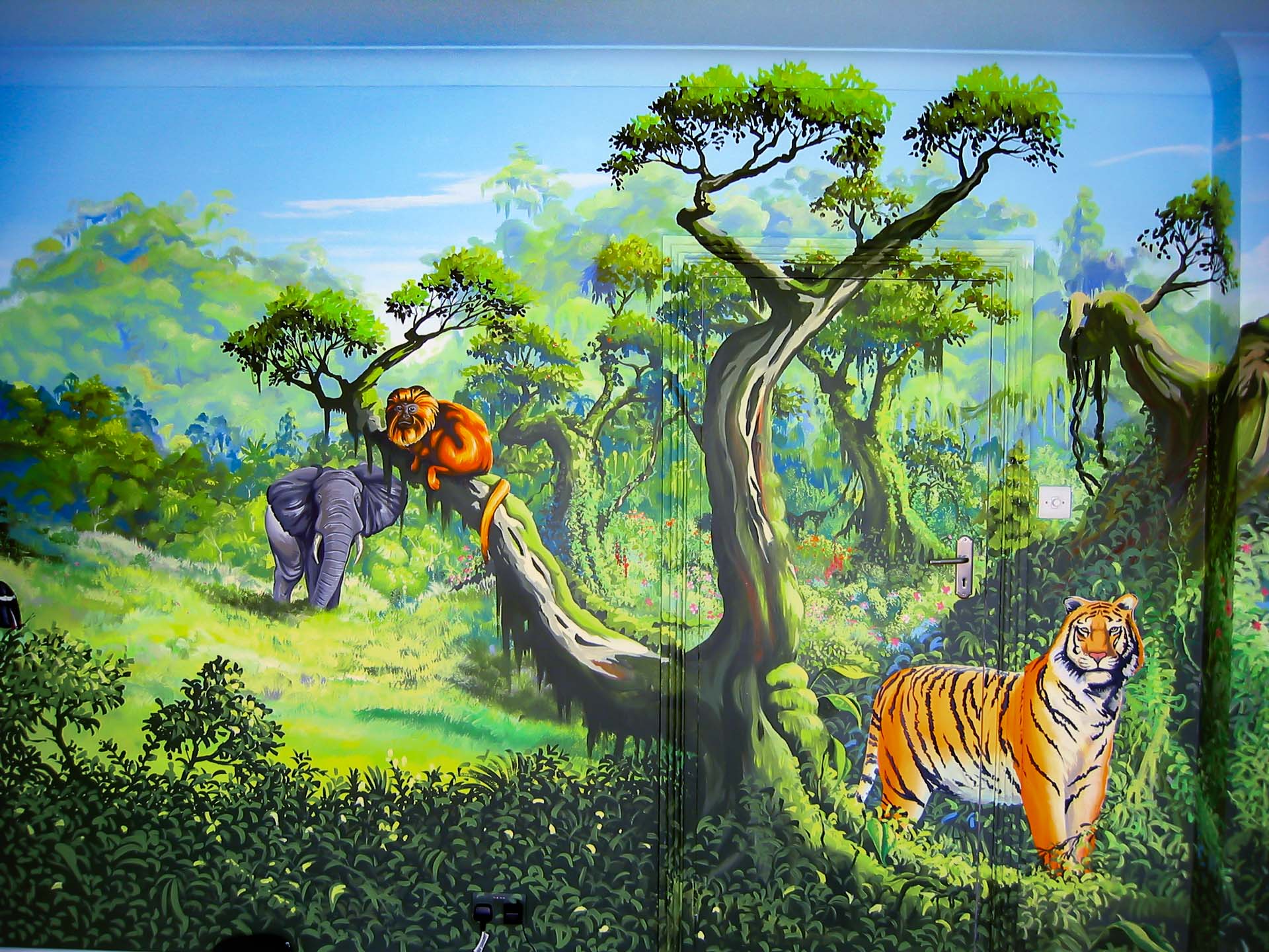 Jungle Mural in girl's room | Sacredart Murals